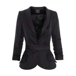 AVENUE N°29 Rayon And Linen Structured Belted Blazer - Black