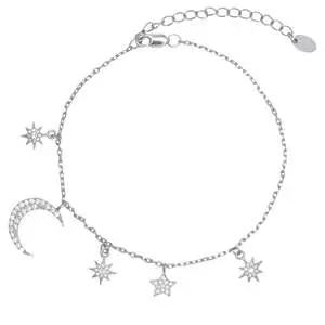 LUNA CHARLES Vega Moon & Star Charm Bracelet - Silver