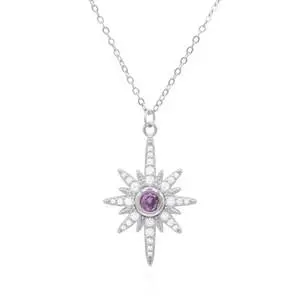 LUNA CHARLES Heidi North Star Birthstone Necklace In Sterling - Silver