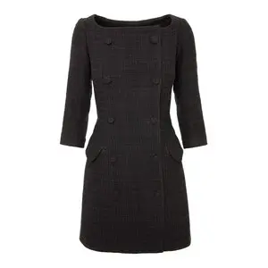 AVENUE N°29 Boat Neck Boucle Blazer Dress - Black