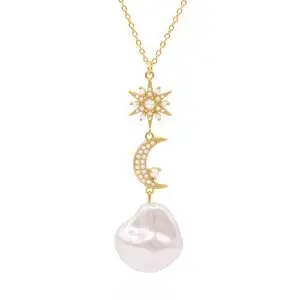 LUNA CHARLES Bronte Pearl Drop Necklace - Gold