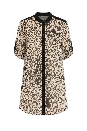 CONQUISTA Leopard Print Viscose Crepe Long Shirt
