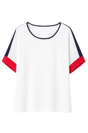 CONQUISTA Short Sleeve Top With And Red Trim