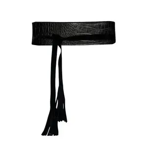 INDIGOLUSH Wrap Belt With Tassels - Black