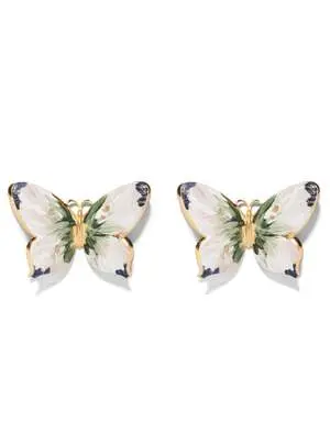 THE PINK REEF Hand-painted Butterfly Earrings - White