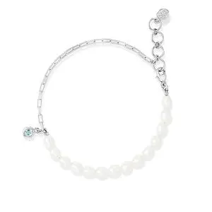 DOWER & HALL Sterling Pearl And Aquamarine Charm Bracelet - Silver