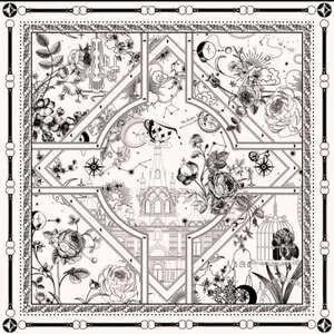 SILK AND BEARS Monochrome Nautical Mulberry Silk Twill Scarf — Hand-rolled Hem - Black