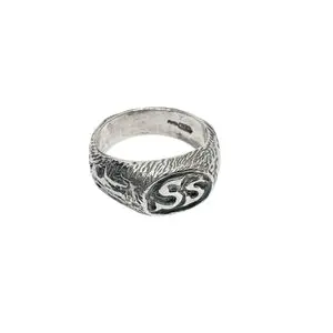 TG-JEWELLERY BY TAMARA GERVASIO Silver / Black Strength & Spirit Signet Ring – Hand-carved Sterling Silver – One Of A Kind - Silver/black