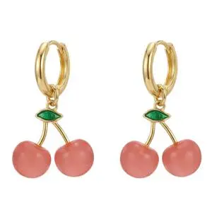 SEREE Harvest Agate Charm Earrings - Red