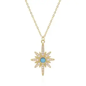 LUNA CHARLES Heidi Gold Plated North Star Pendant Necklace With Turquoise - Blue