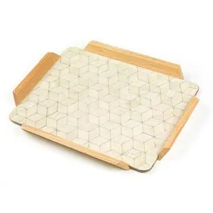 E. INDER DESIGNS Neutrals Extra Large Serving Tray In Neutral Shades From The Waldorf Range. Melamine Coated And Wipeable - Green