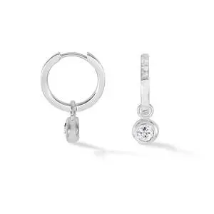 DOWER & HALL White Topaz Hammered Huggie Hoops - Silver