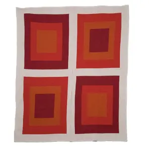 In2green Cotton Sustainable Knit Geometric Throw Blanket Bauhaus - Red