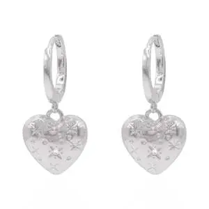 LUNA CHARLES Blythe Bubble Heart Huggies - Silver