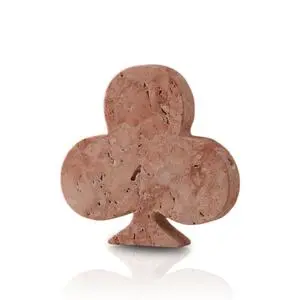 MARLETH Neutrals Terracotta Marble Club Symbol Sculpture – Hand-carved Playing Card Art - Orange