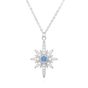 LUNA CHARLES Heidi North Star Birthstone Necklace March - Silver