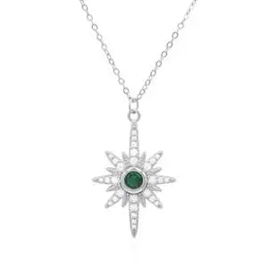 LUNA CHARLES Heidi North Star Birthstone Necklace - Silver