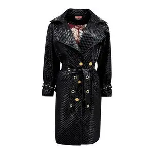 MAUI X LOLITA Quilted Vegan Leather Trench Coat - Black