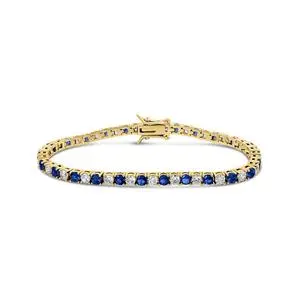 SHYMI Gold And Blue Cubic Zirconia Tennis Bracelet - Gold/blue