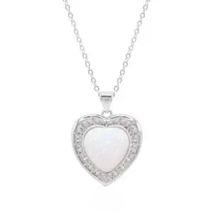 LUNA CHARLES Cora Opal Heart Pendant Necklace - Silver