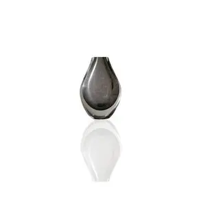 MARLETH Murano Colored Glass Vase – Charcoal Teardrop Core - Grey
