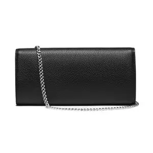 Lovard Black / Silver Black Leather Clutch With Silver Hardware - Black/silver