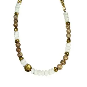 Rachel Nathan Crinoid Fossil And Mother Of Pearl Beaded Necklace - Brown