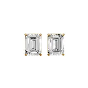 AYA FINE JEWELRY 3.76 Carat Emerald Cut Lab Grown Diamond Stud Earrings In 14k Gold - Yellow