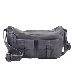 LLOYD BAKER Loulia Washed Leather Crossbody Bag - Grey