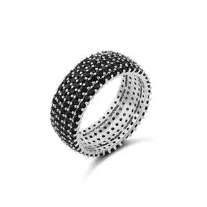 SHYMI Silver And Black Pave Cigar Ring - Silver/black