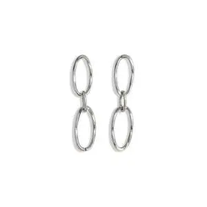 BY VIRGO Magnific Sculptural Oval Hoop Earrings - Silver