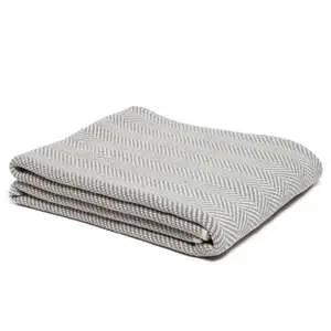 In2green Cotton Sustainable Knit Throw Blanket Herringbone - Silver