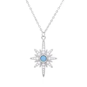 LUNA CHARLES Heidi North Star Birthstone Pendant Necklace - Silver
