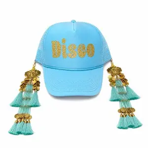 JULIA CLANCEY Disco Dream Trucker Cap With Tassels - Blue