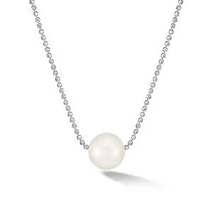 DOWER & HALL Single White Luna Pearl™ Pendant Necklace In Sterling