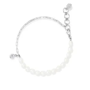 DOWER & HALL Luna Pearl & White Topaz Charm Bracelet In Sterling - Silver