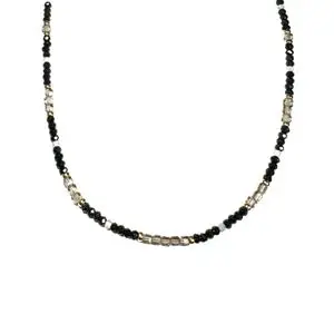 Rachel Nathan Beaded Gemstone Necklace - Black/silver