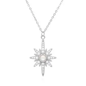 LUNA CHARLES Heidi North Star Birthstone Necklace Sterling June - Silver