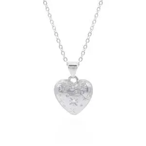 LUNA CHARLES Sterling Bubble Heart Pendant Necklace With Engraved Stars - Silver