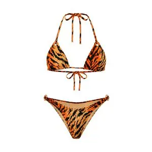 MAUI X LOLITA Talia Tiger Print Triangle Bikini Brazilian - Brown