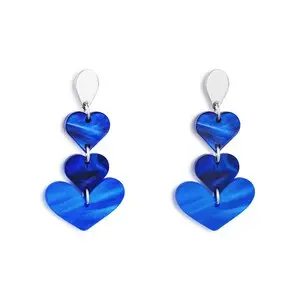 TOOLALLY Heart Drop Earrings Royal - Blue