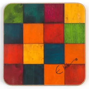 E. INDER DESIGNS Coasters Set Of Four. Eye Catching Design From The Rainbow Range. Melamine Heat Resistant - Green