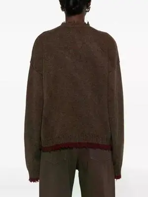 UMA WANG Distressed-effect Ribbed-trim Sweater