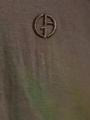 Giorgio Armani Embroidered-logo T-shirt - Brown
