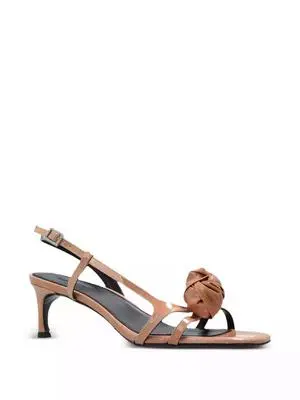 ROTATE BY BIRGER CHRISTENSEN Patent Leather Rose Detail Sandals - Neutrals