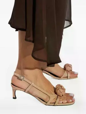 ROTATE BY BIRGER CHRISTENSEN Patent Leather Rose Detail Sandals - Neutrals