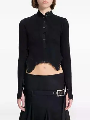 ANN DEMEULEMEESTER Nacine Serafino Lace-trim Cropped Top - Black