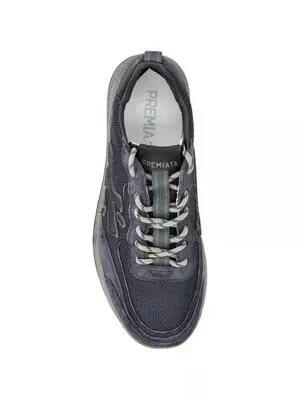 Premiata Navy Paneled Lace-up Sneakers