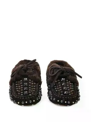 STRATEGIA SHOES Studded Shearling-trim Loafers