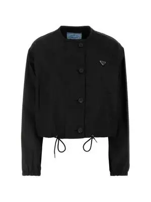 Prada Re-nylon Logo Plaque Jacket - Black